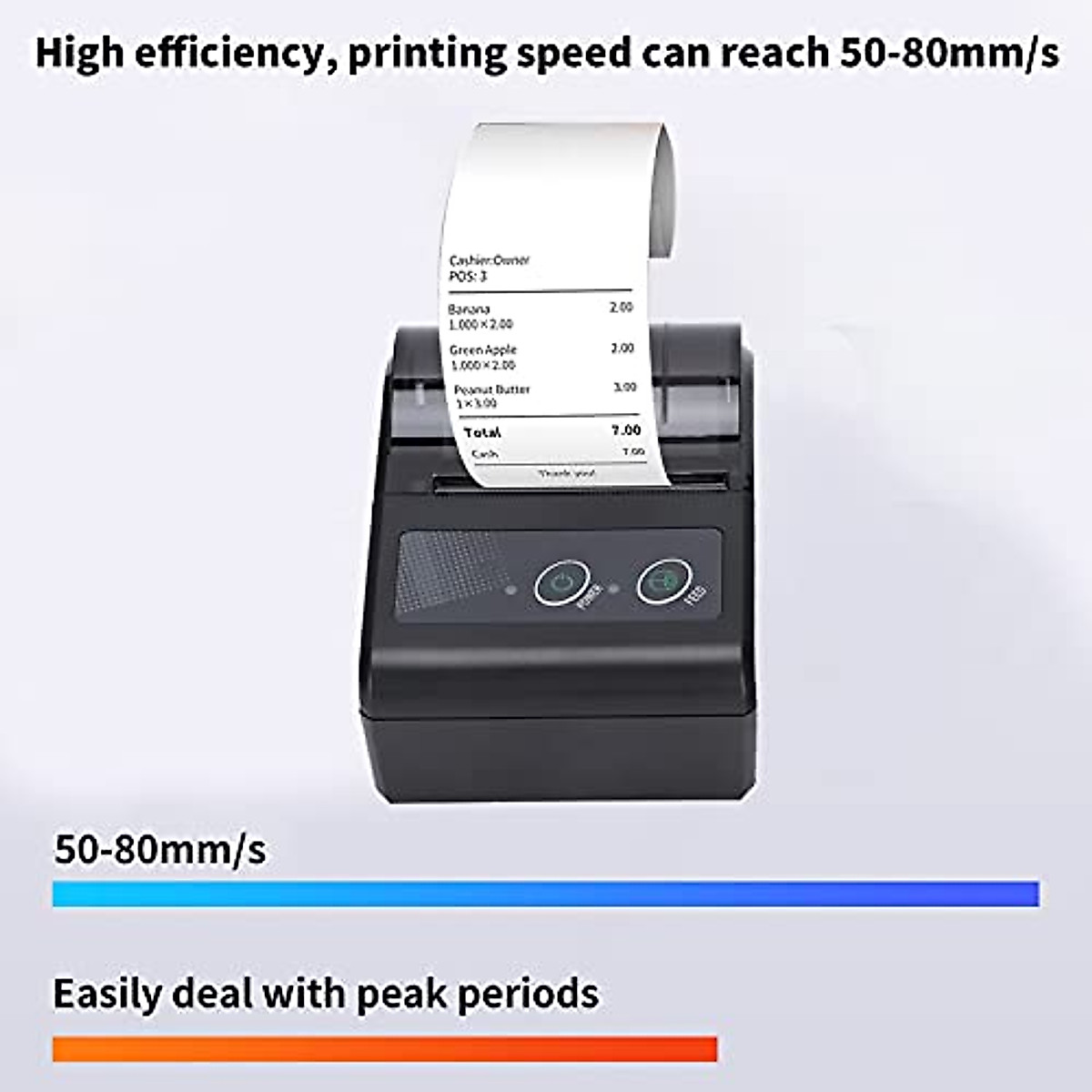 753 Bluetooth Receipt Printer,50 to 80mm/s Portable Thermal Pocket Printer,Compact Wireless Mobile Printer Thermal Receipt Printer,Compatible for iOS & Android(US)
