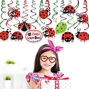 LJCL Ladybug Hanging Swirls Decorations 30ct Colorful Little Lady Bug Ceiling Whirl Streamers Spirals Foil for Baby Shower or Ladybug Birthday Party Decorations Supplies Hanging Decor