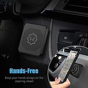 WixGear Rectangle Flat Stick On Dashboard Magnetic Car Mount Holder for Cell Phones and Mini Tablets with Fast Swift-Snap Technology - Extra Slim