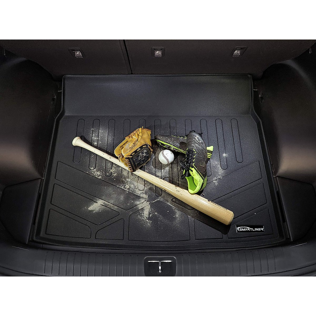 SMARTLINER Custom Fit 2 Row Floor Mats & Cargo Liner Behind 2nd Row (Upper Deck) Set Black Compatible with 2021-2022 Chevrolet Trailblazer (FWD only)
