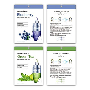 【Orangeroses】 10 Pcs Combo Vital Ampoule Sheet Mask, Korean Facial Skincare Sheet | Simple & Effective Skincare Routine | Moisturization | Wrinkle Care | Brightening (New Upgraded Mask)