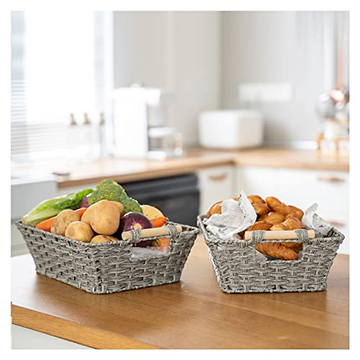 ELONG HOME Plastic Hangers 30 Pack, and 2 Pack 15" Woven Storage Basket, Hand-Knitted Baskets for Organizing