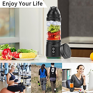 VKYOZVA Cordless Portable Blender Rechargeable individual Small Blender for Shakes and Smoothies 24oz BPA Free Personal Blender with Travel Lid Family Travel Gyms Office (Black)