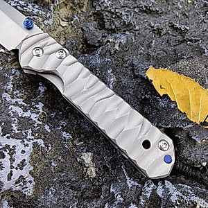 Small Sebenza 21 ECD Folding Pocket Knife D2 Stonewashed Drop Point Blade TC4 Titanium Wave Handles Everyday Carry Knife for Men Women Lightweight for Indoor Outdoor Gift