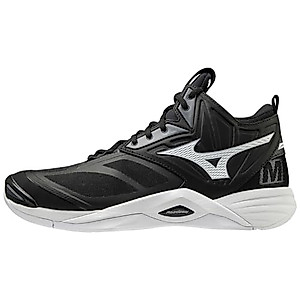 Mizuno Unisex Adult 2 Wave Momentum Mid Volleyball Shoe 10, Black/White, 11.5 Women/10 Men US
