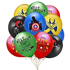 Superhero Party Supplies Superhero Party Decorations, 20Pcs Superhero Balloons, 1Pcs Happy Birthday Banner, 13Pcs Superhero Cake and Cupcake Toppers for Kids Birthday Party