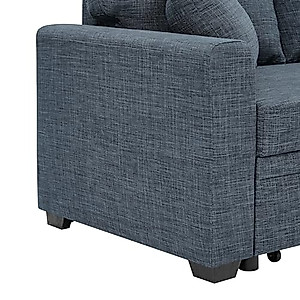 Oadeer Home Pull-Out Sofa Bed Sectional, Blue