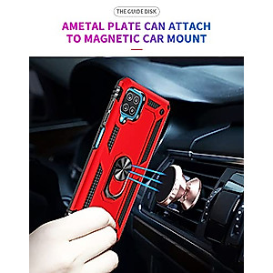 SunRemex Samsung A12 Case，Galaxy A12 Case with Tempered Glass Screen Protector，Kickstand [Military Grade] 16ft.Drop Tested Protective Cover for Samsung Galaxy A12 5G （2021）.(Red)