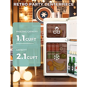 Anypro 3.2 Cu.Ft Fridge with Freezer, 2 Door Retro Refrigerator with 7 Level Thermostat, Adjustable Removable Glass Shelves for Bedroom Office Apartment Dorm Bar, White