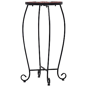 VRAXO Mosaic Tables 3 pcs Terracotta and White Ceramic,Plant Stands-24.42lbs