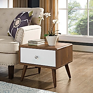 Modway Transmit Mid-Century Modern Nightstand or Side Accent Table in Walnut