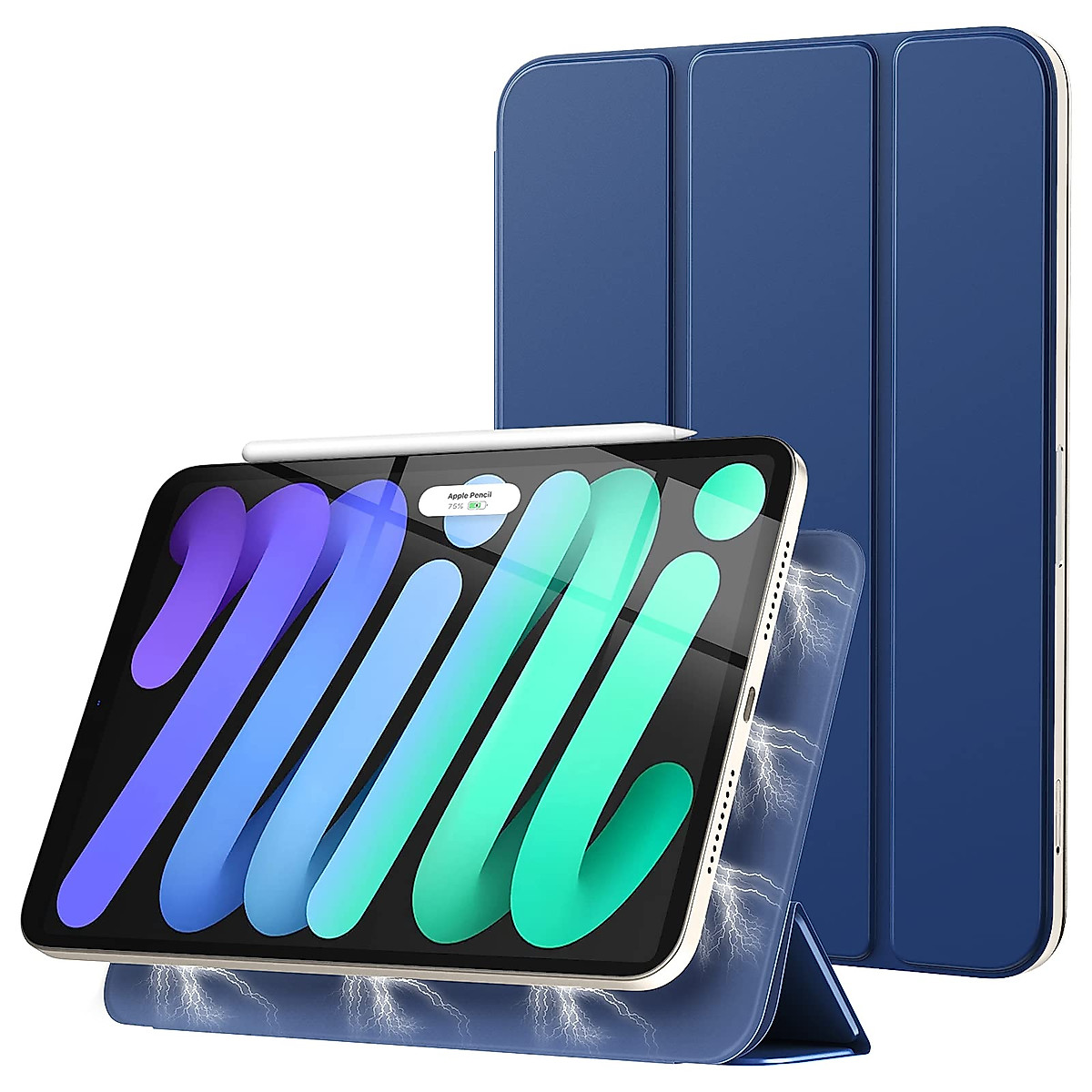 TiMOVO Case for iPad Mini 7 2024 (A17 Pro) / iPad Mini 6 2021, iPad Mini 7th/6th Generation Case 8.3 inch, Strong Magnetic Smart Folio Trifold Stand Cover, Support Apple Pencil Pro- Navy Blue