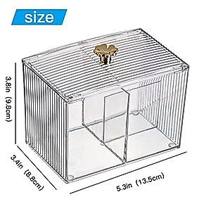 Qtips Storage Organizer,2 Grids Separate Cotton Swabs Dispenser Qtips Holder Bathroom Canisters with Lids for Cotton Balls