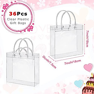 36 Pcs Clear Plastic Gift Bags with Handle Reusable Transparent PVC Plastic Gift Wrap Tote Bag Clear Bags for Favors Clear Party Favor Bags Clear Shopping Bags for Birthday Baby Shower Party Favor