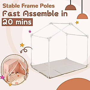 Kids Play Tent Indoor Outdoor, Large Play House Tents for Toddlers 3-12 Years Old, Girls Boys Play Tents with Non-Slip Mat and Star Lights, Pink 51" x 35.5" x 52"