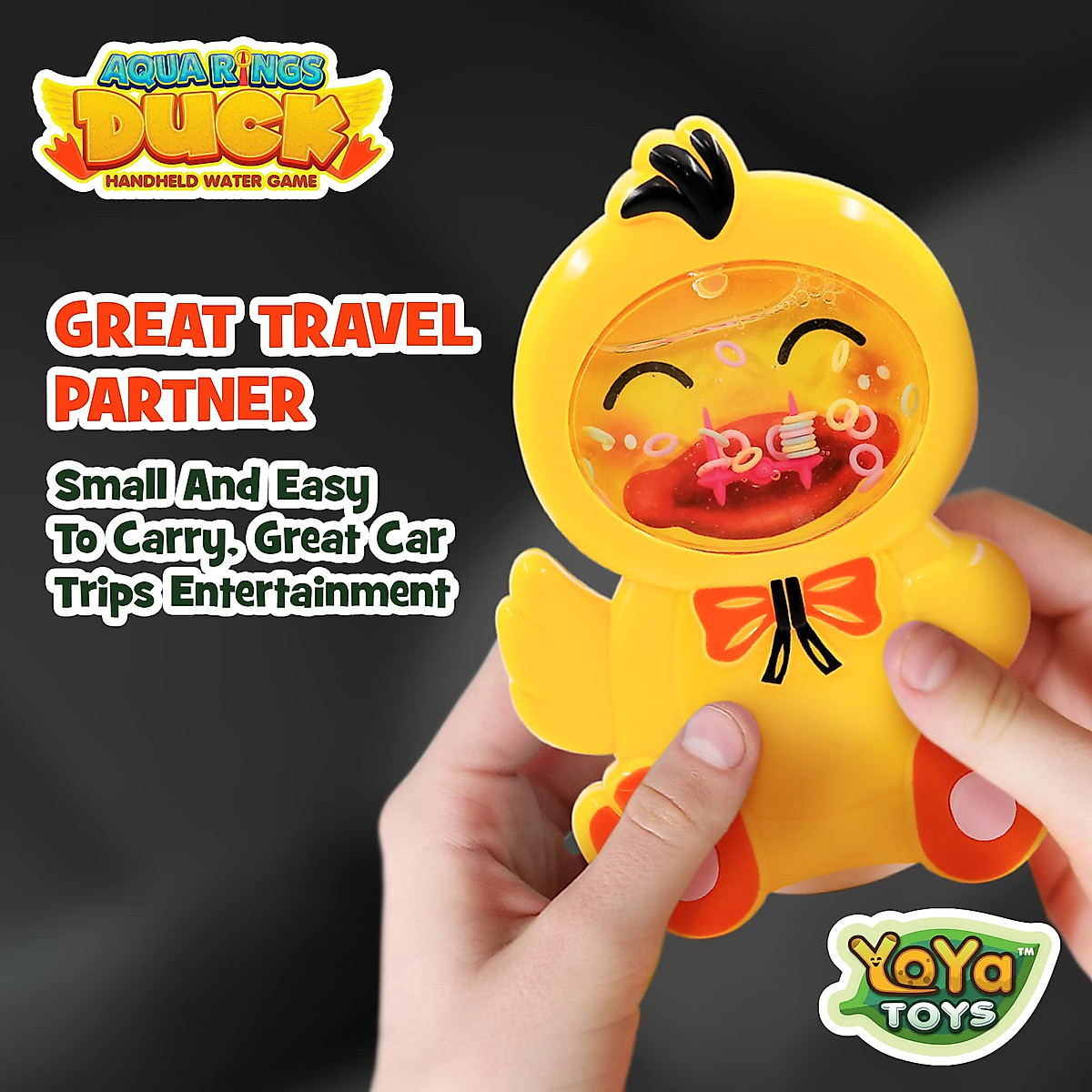 YoYa Toys Aqua Rings Duck Handheld Game for Kids - Retro Toys and Nostalgic Car Activities for Kids - Portable Road Trip Toys and Calming Travel Games - Great Duck Toys Gift and Party Favors