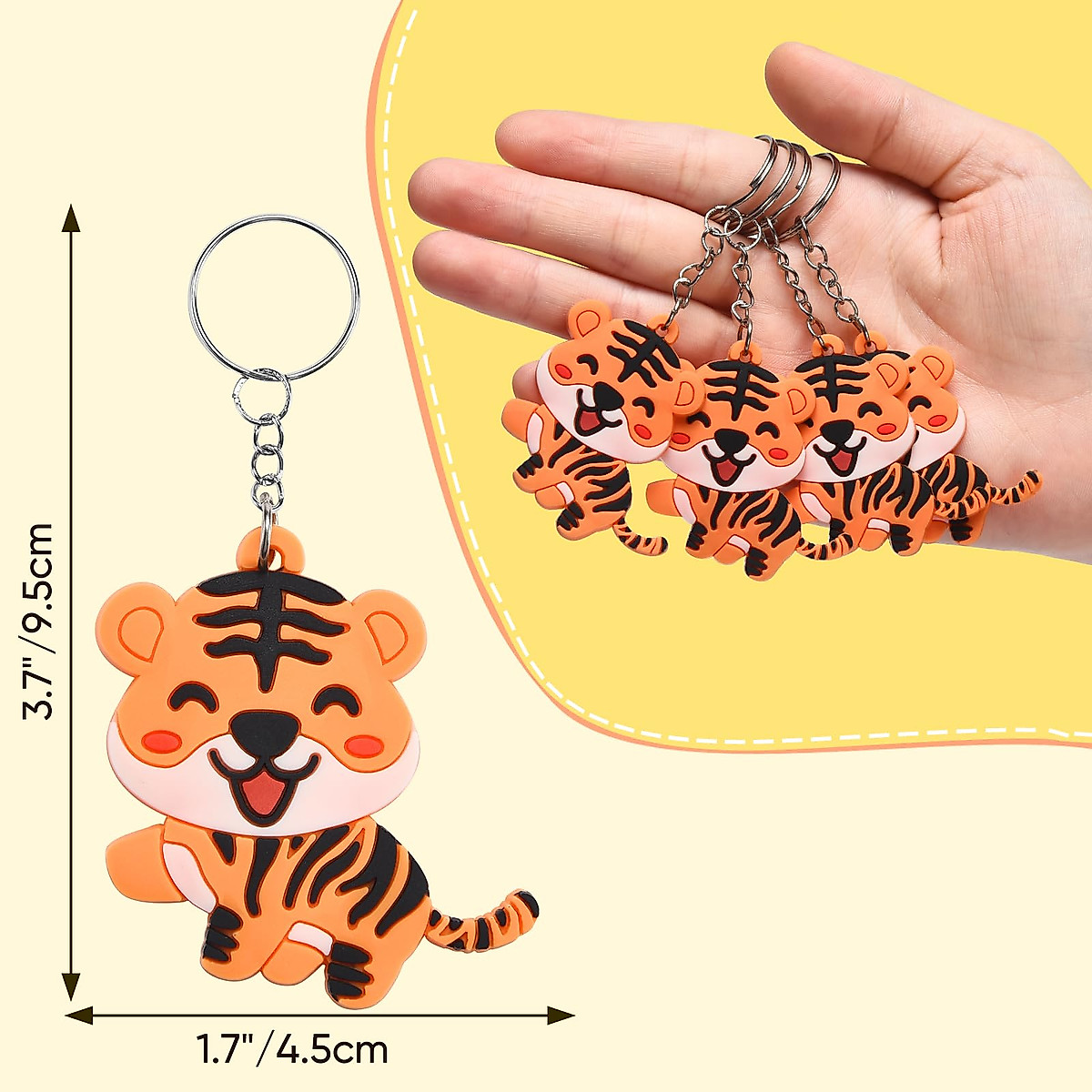 Mirabuy 24 Pack Tiger Keychains Party Favors for Wild Animal Party, Jungle Zoo Safari Animal Party, Baby Shower Return Gifts
