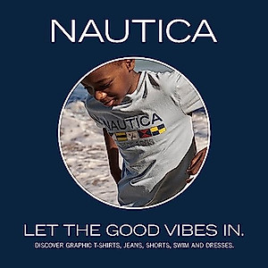 Nautica Boys' Short Sleeve Graphic Crew Neck T-shirt, Boxtrot Bright White GB09, 8