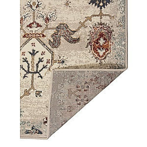 AMER Rugs Allure Collection, 8x10 Area Rug, Rectangular Oriental Rugs for Living Room, 0.38" Low Pile Indoor Rugs for Dining Room, Bedroom, Kitchen, Office, High Traffic Area - Elina Beige
