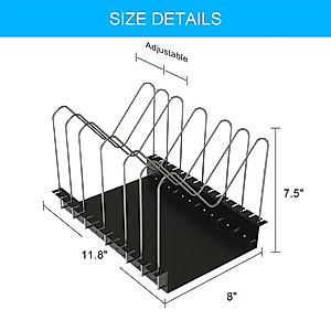 Pull Out Pots and Pans Organizer for Cabinet - Sliding Lid Holder and Pan Rack in Kitchen, Cabinet Pull Out Shelves, Slide Out Cabinet Organizer, Pot Lid, Bakeware and Pan Organizer, Set of 2 Packs