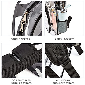 Stadium Approved Clear Mini Backpack Heavy Duty Transparent Backpack for Concert, Security Travel &Stadium