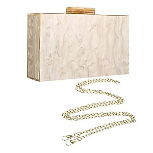 Acrylic Purses and Handbags with Marbling for Women Elegant Banquet Evening Crossbody Handbag Box Clutch (Apricot)