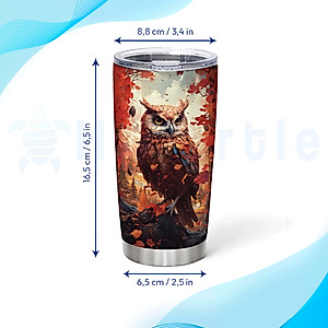 Hyturtle Personalized Owl Lovers Tumbler - Owls Print Custom Name Stainless Steel Coffee Tumbler 20 oz With Lid - Idea Owl Lover, Animal Lover Gifts For Women, Mom, Daughter For Birthday, Christmas