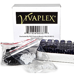 24, Cobalt Blue, 2 ml (5/8 Dram) Glass Bottles, with Orifice Reducers and Black Caps