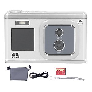 Compact Digital Camera, Autofocus 50MP and 30MP Digital Camera Built in Flash for Vlog (Silver)
