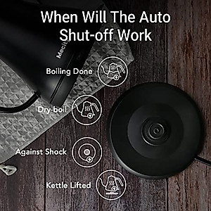 Mecity Electric Kettle Gooseneck Water Kettle Stainless Steel Tea Kettle Water Boiler Fast Heating, Auto Shut Off, 27 Ounce, 1000W, Matte Black