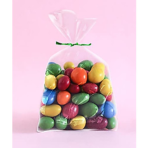 Purple Q Crafts Clear Plastic Cellophane Bags with 4" Colored Twist Ties for Gifts Party Favors (4"x6", 100 Pack)