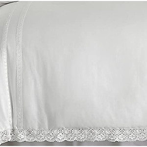Laura Ashley Home - Queen Comforter Set, Reversible Cotton Bedding with Matching Shams, Stylish Home Decor for All Seasons (Annabella White, Queen)