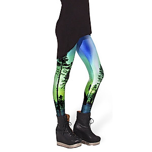 QZUnique Women's Green Tree Sky Printed Footless Elastic Sexy Tights Leggings,Green Tree,One Size