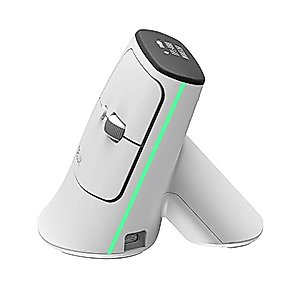 DeLUX Ergonomic Bluetooth Mouse, Wireless Vertical Mouse with OLED Screen, USB Receiver and BT5.0, 4000DPI, 6 Buttons, Ergo Carpal Tunnel Mice Reduce Wrist and Hand Pain(MV6-Medium/Small-White)
