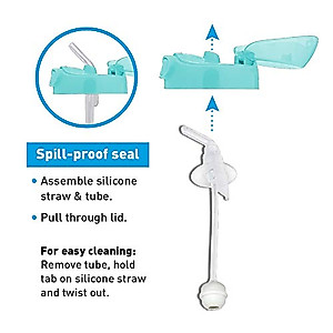 Amazon Brand - Mama Bear Weighted Straw Sippy Cup, Pack of 2, Blue/Green