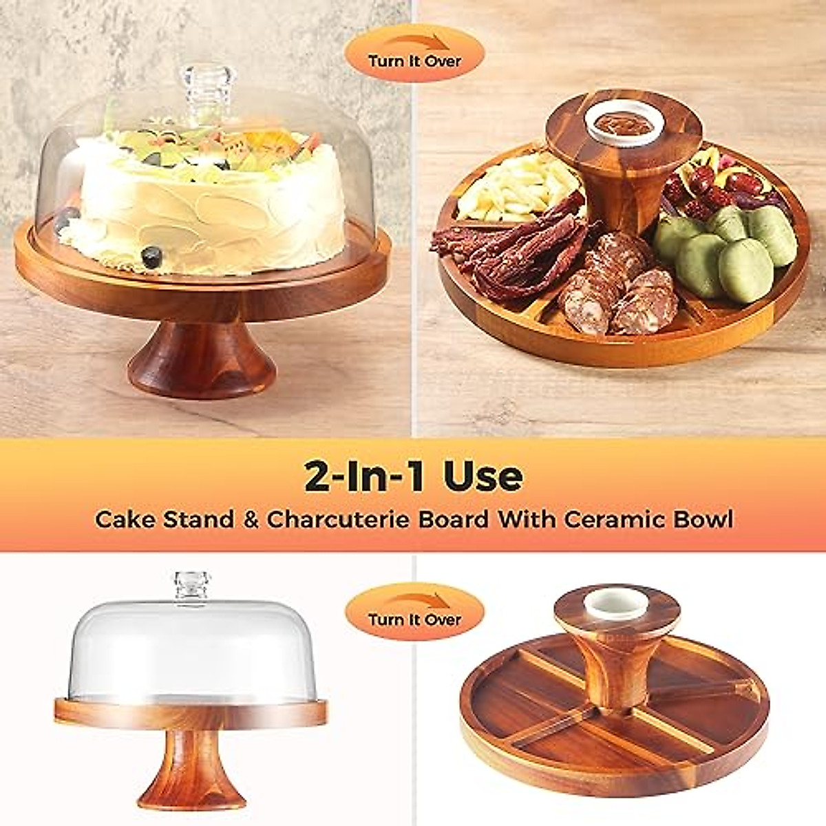 CherHome Square Cake Stand (Wood)