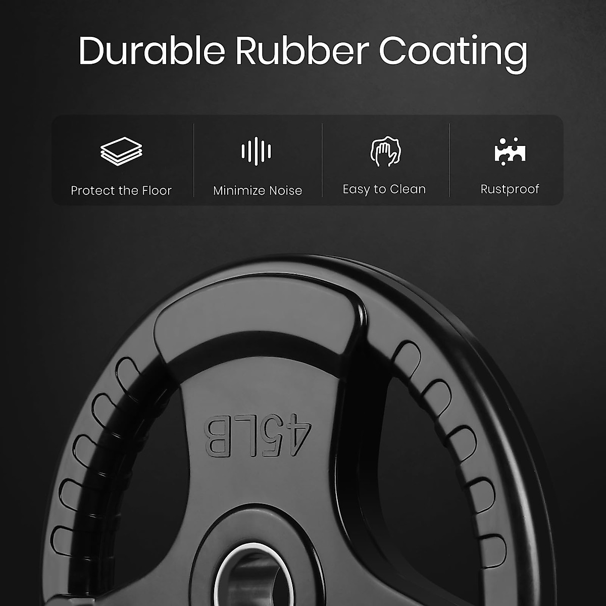 LIONSCOOL 2-Inch Rubber Coated Olympic Grip Plate in Pairs or Single for Strength Training, Weightlifting and Bodybuilding, 2.5-45LBS, One Year Warranty (5LB PAIR)