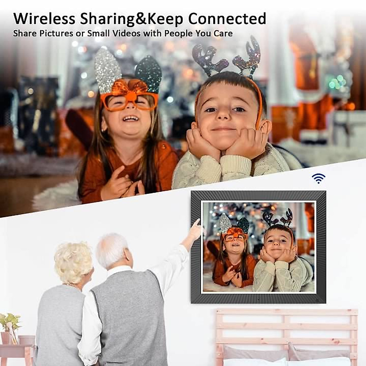 17-inch Dual-WiFi Digital Picture Frame - Digital Photo Frame, 32GB, Motion Sensor, Full Function, Sharing Photos and Videos via App or Email, Unlimited Cloud Storage, Wall Mountable