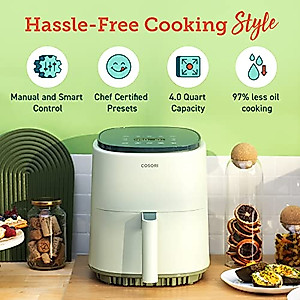 COSORI Air Fryer 4 Qt, 7 Cooking Functions Airfryer, 150+ Recipes on Free App, 97% less fat Freidora de Aire, Dishwasher-safe, Designed for 1-3 People, Lite 4.0-Quart Smart Air Fryer, Sage Green