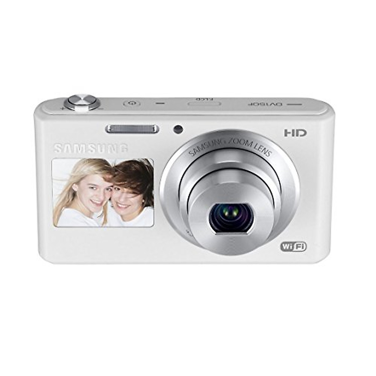 Samsung DV150F 16.2MP Smart WiFi Digital Camera with 5x Optical Zoom and 2.7" main and 1.48" front Dual LCD Screens (White)