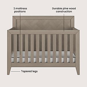 Child Craft Kieran Crib, Double Dresser and Chest Nursery Set, 3-Piece, Includes 4-in-1 Convertible Crib, Dresser and Chest, Grows with Your Baby (Crescent Gray)