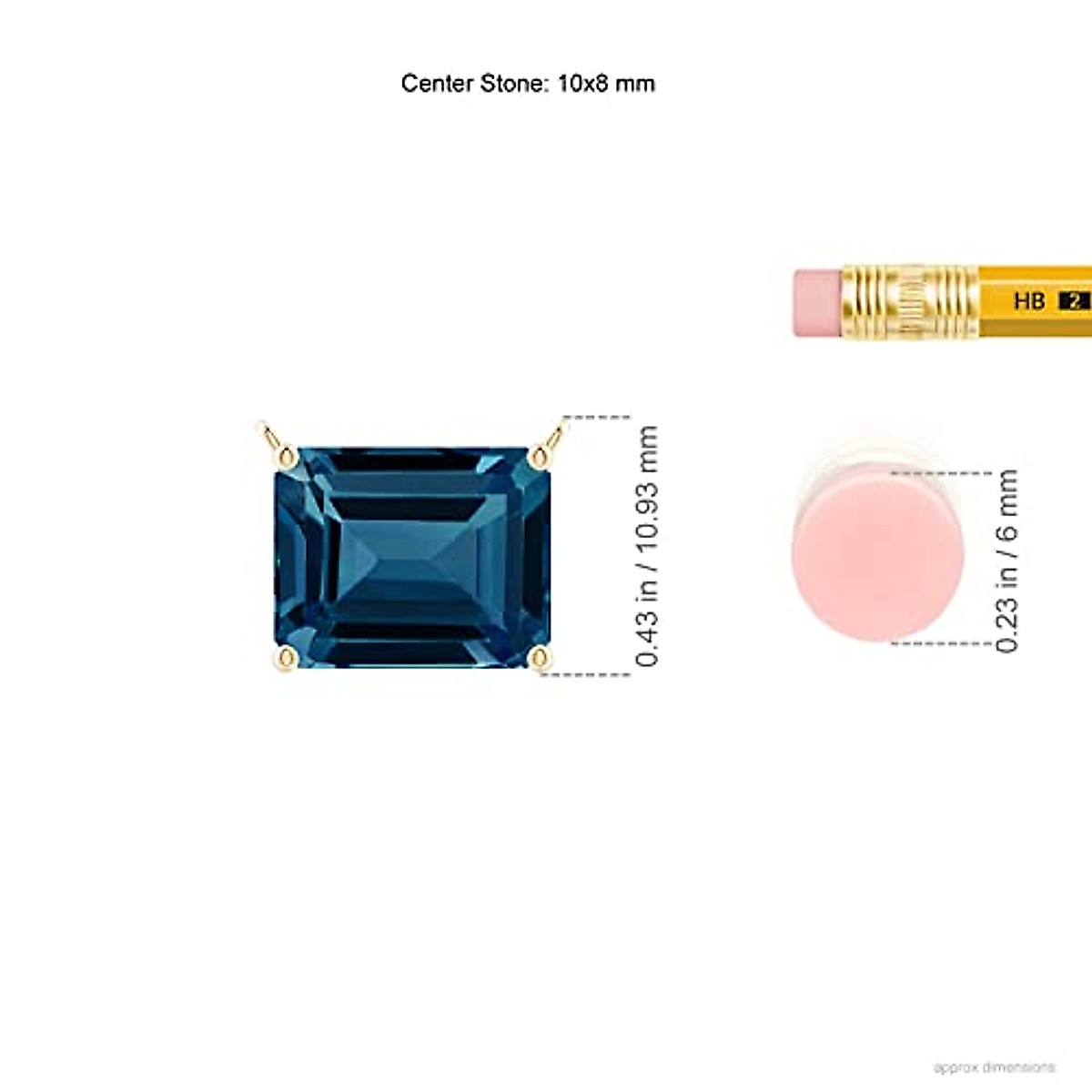 Angara Natural London Blue Topaz Solitaire Pendant Necklace for Women in 14K Yellow Gold (Grade-AAAA | 10x8mm) December Birthstone Jewelry Gift for Women | Birthday | Wedding | Anniversary