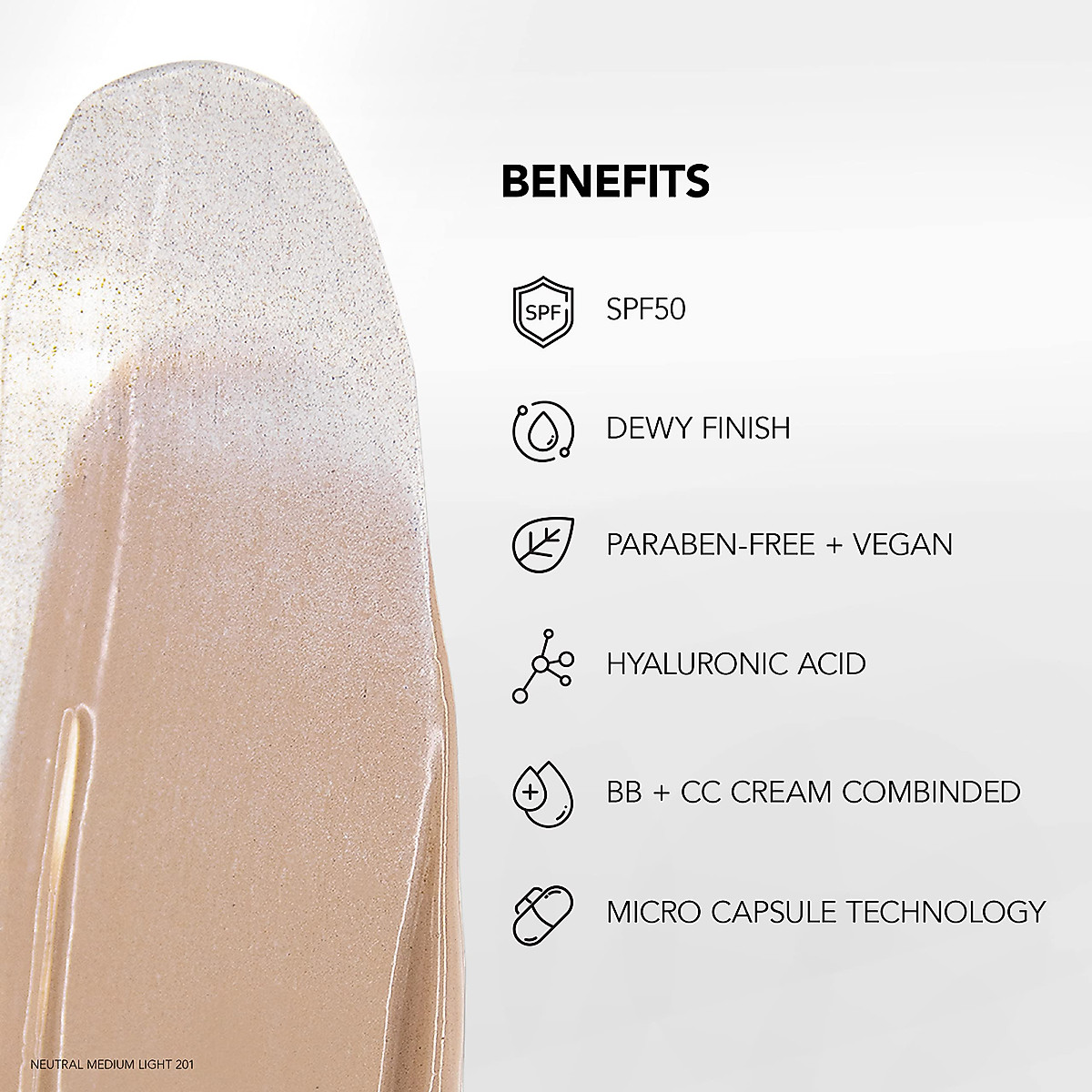 Cle Cosmetics CCC Cream Foundation, Color Control and Change Cream That's a BB and CC Cream Hybrid, Multi-purpose Beauty Primer and Facial Foundation, 1 fl oz SPF 30 (Neutral Medium Light 201)