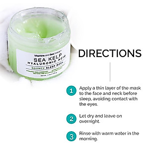 VITAMINS AND SEA BEAUTY, Hydrating Moisturizing Night Face Mask, Anti-Aging Overnight Facial with Hyaluronic Acid and Sea Kelp Seaweed, Skincare for All Skin Types, 6 Fl Oz