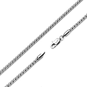 AmyRT Jewelry 3mm Titanium Steel Rolo Silver Chain Necklaces for Women Men 18 in