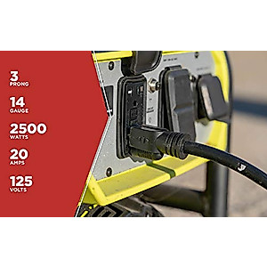 Southwire 65038901 14/3 25-Ft. Generator Power Cord; Black