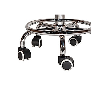 Topline 360-Degree Rolling Swivel Adjustable Stool Chair with Foot Rest - Black