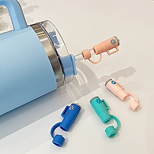 Straw Covers Cap for Stanley Cup, 4Pcs Silicone Straw Topper Compatible with Stanley 40&30 Oz Tumbler with Handle, Straw Covers for Reusable Straws, Straw Tip Covers for Stanley Cups Accessories