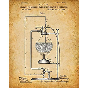 Original Science Lab Equipment Patent Prints - Set of Four Photos (8x10) Unframed - Makes Great Classroom Laboratory Decor and Gift Under $20 for Scientists Chemistry Decor