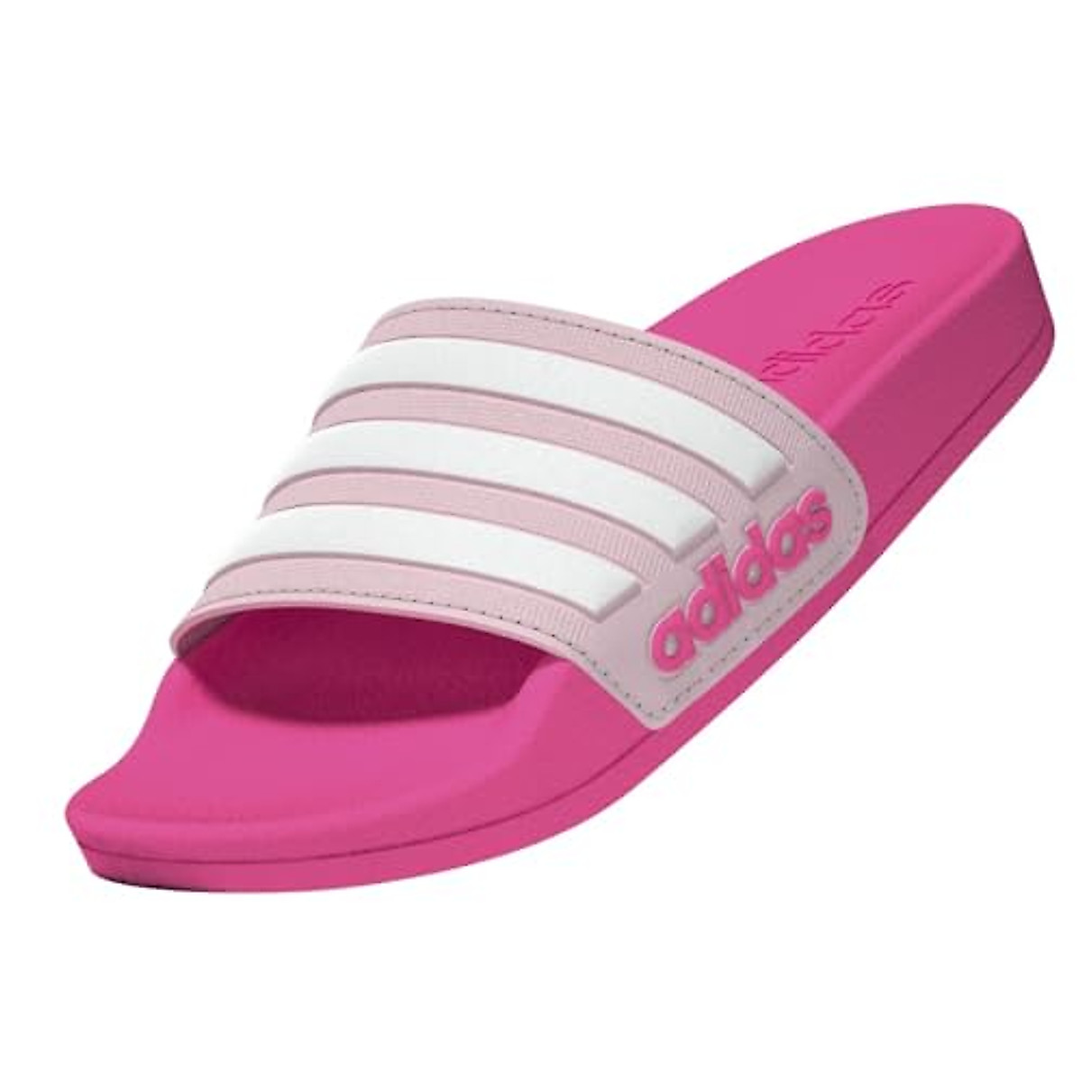 adidas Adilette Shower Slide Sandal, Clear Pink/White/Lucid Pink, 3 US Unisex Little Kid